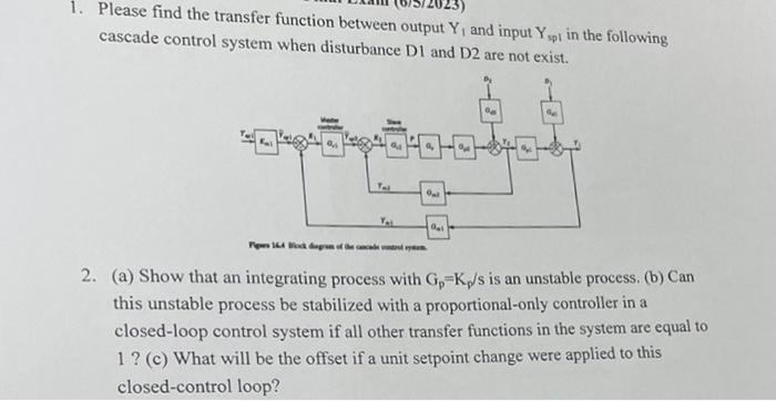 Please find the transfer function between output Y1 | Chegg.com