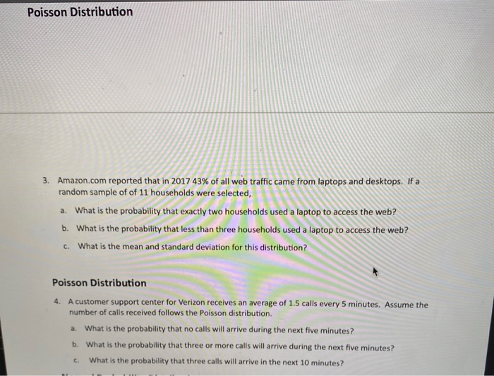 Solved Poisson Distribution 3. Amazon.com reported that in | Chegg.com