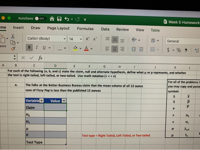 Solved u Laste General $ - % & AutoSave OFF O S 5 = Week 5 | Chegg.com