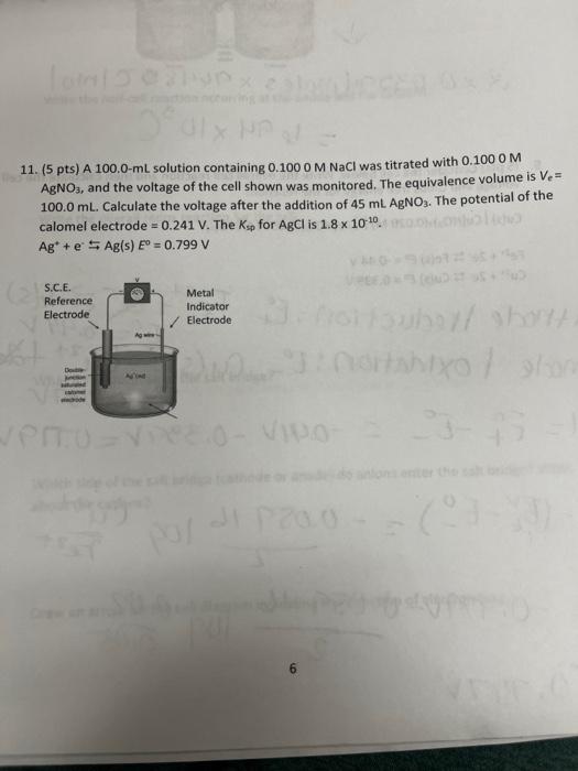 Solved 11. (5 pts) A 100.0-mL solution containing | Chegg.com