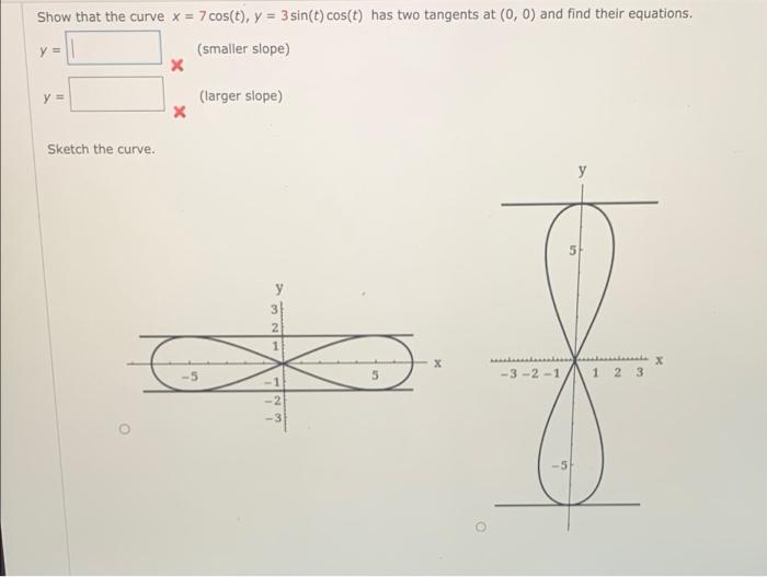 Solved Show that the curve x = 7 cos(t), Y = 3 sin(t) cos(t) | Chegg.com