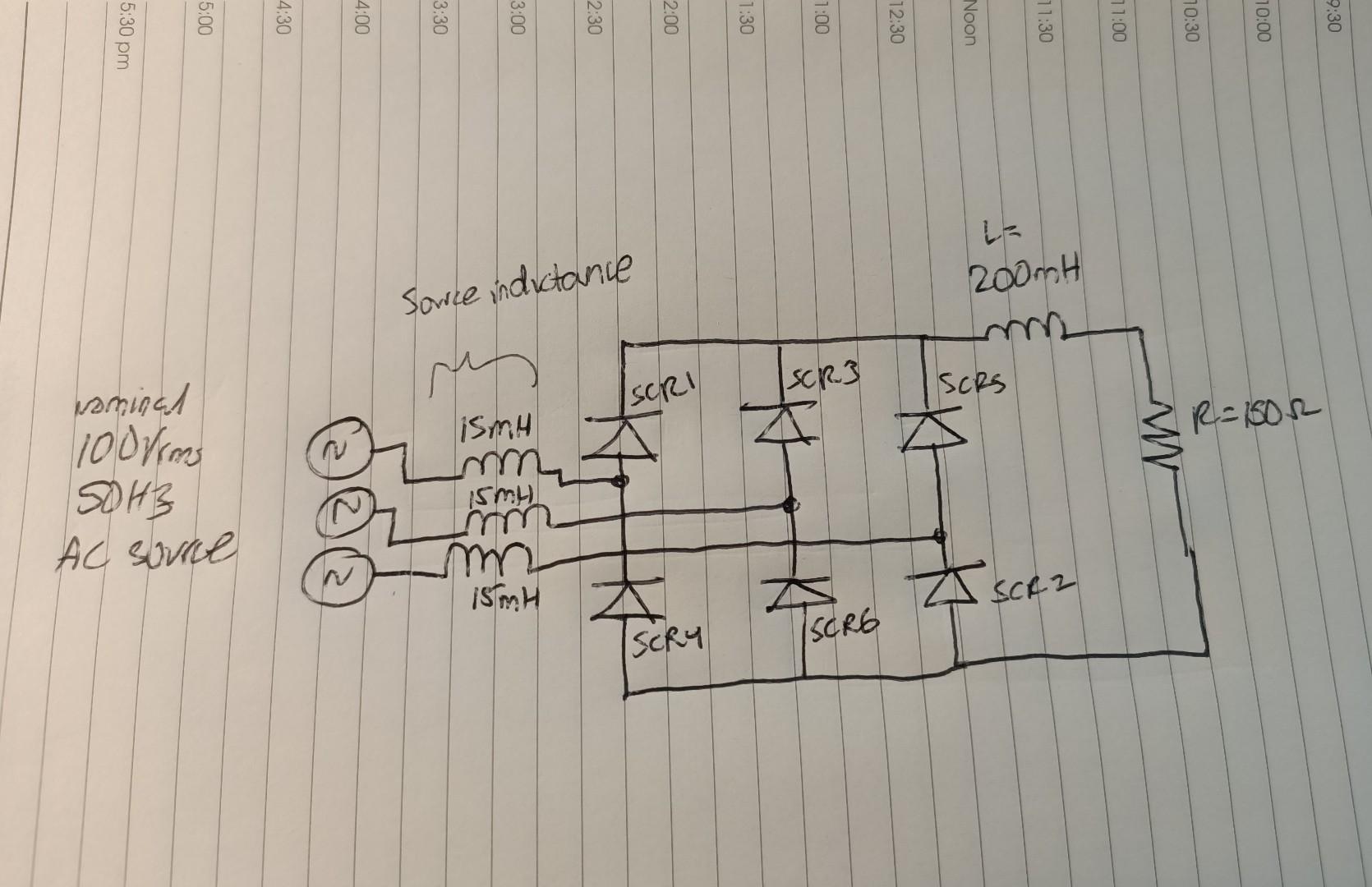 Solved This is a 3 phase SCR rectifier with RL load and | Chegg.com