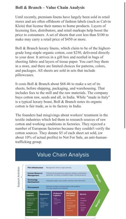 Solved Boll & Branch - Value Chain Analysis Until recently, | Chegg.com