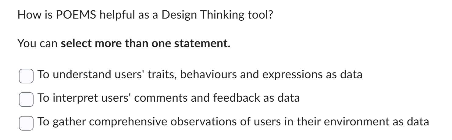 Solved How is POEMS helpful as a Design Thinking tool?You | Chegg.com