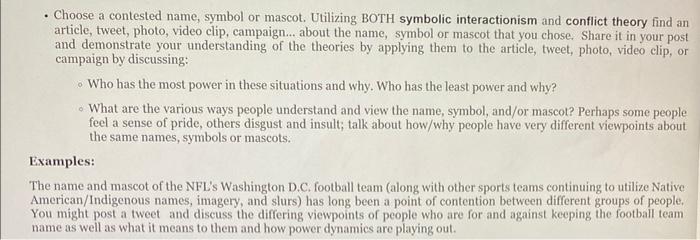 - Choose a contested name, symbol or mascot. | Chegg.com