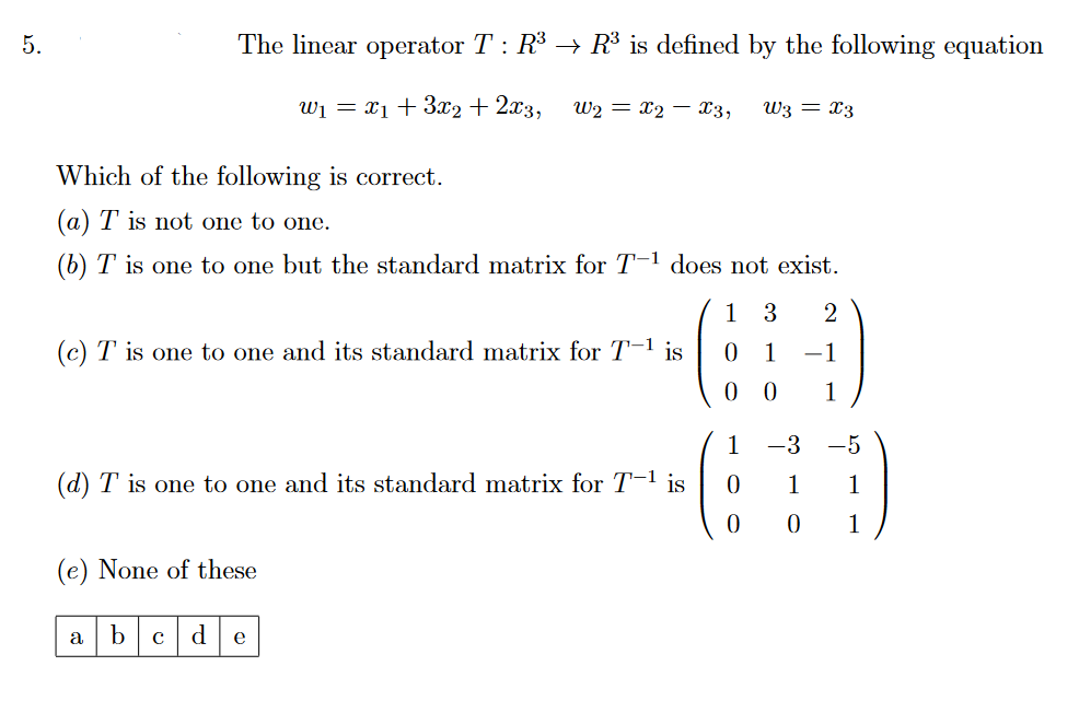 Solved The linear operator T:R3→R3 ﻿is defined by the | Chegg.com