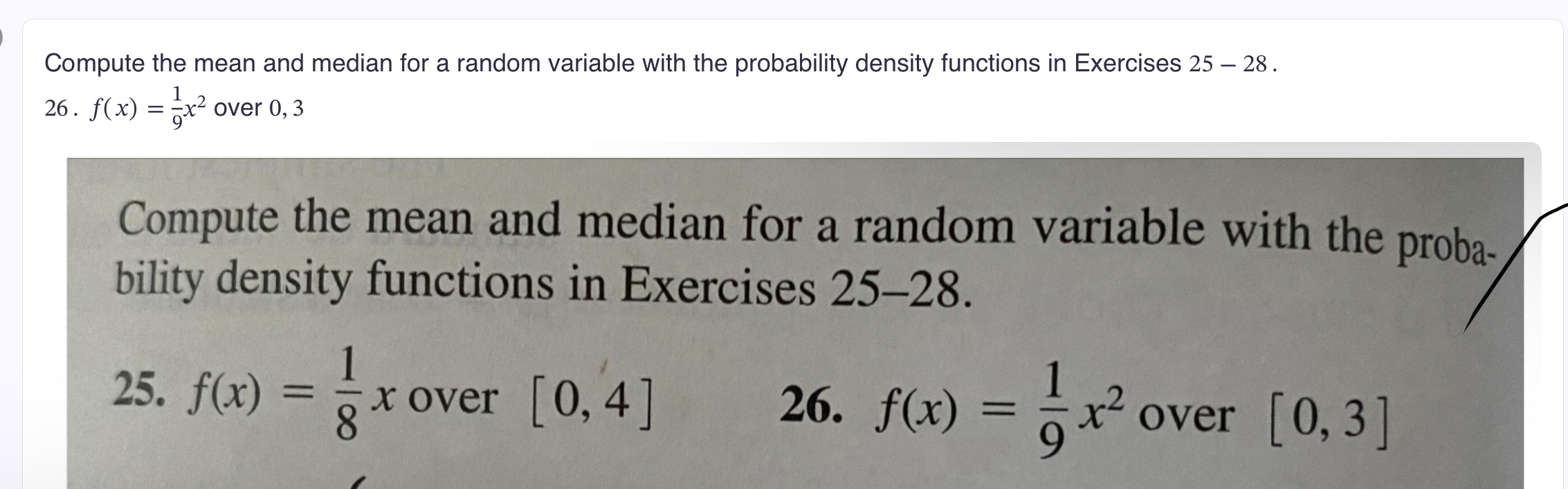 Compute the mean and median for a random variable | Chegg.com