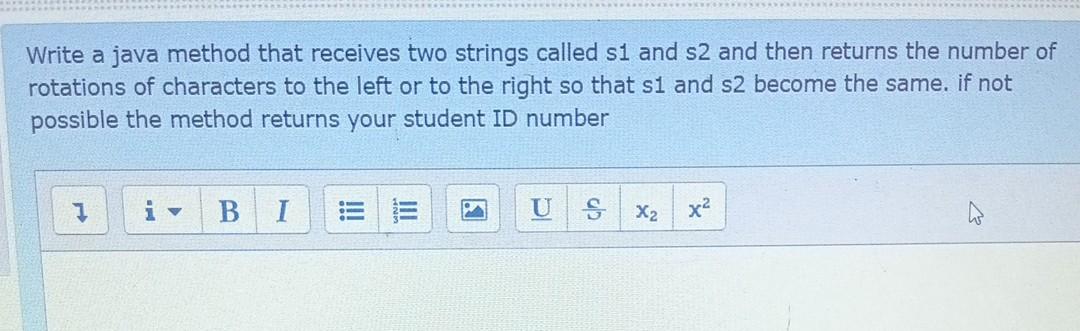 Solved Write a java method that receives two strings called | Chegg.com