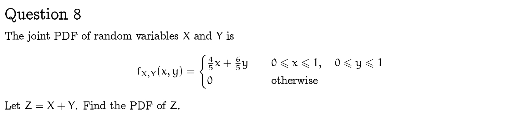 Solved Question 8The joint PDF ﻿of random variables x ﻿and Y | Chegg.com