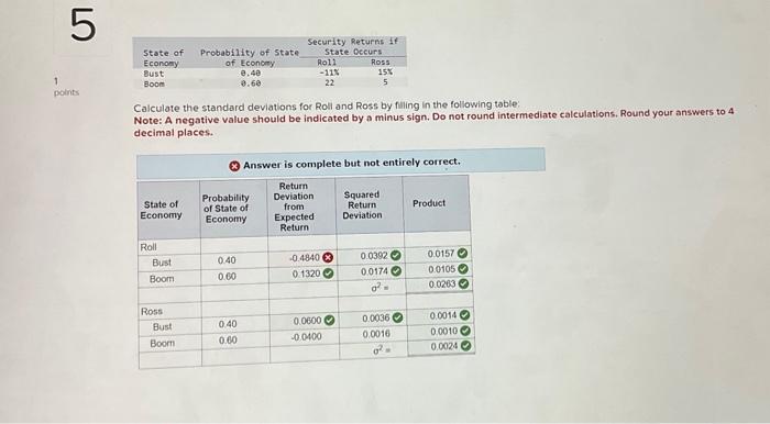 Solved Calculate the standard deviations for Roli and Ross | Chegg.com