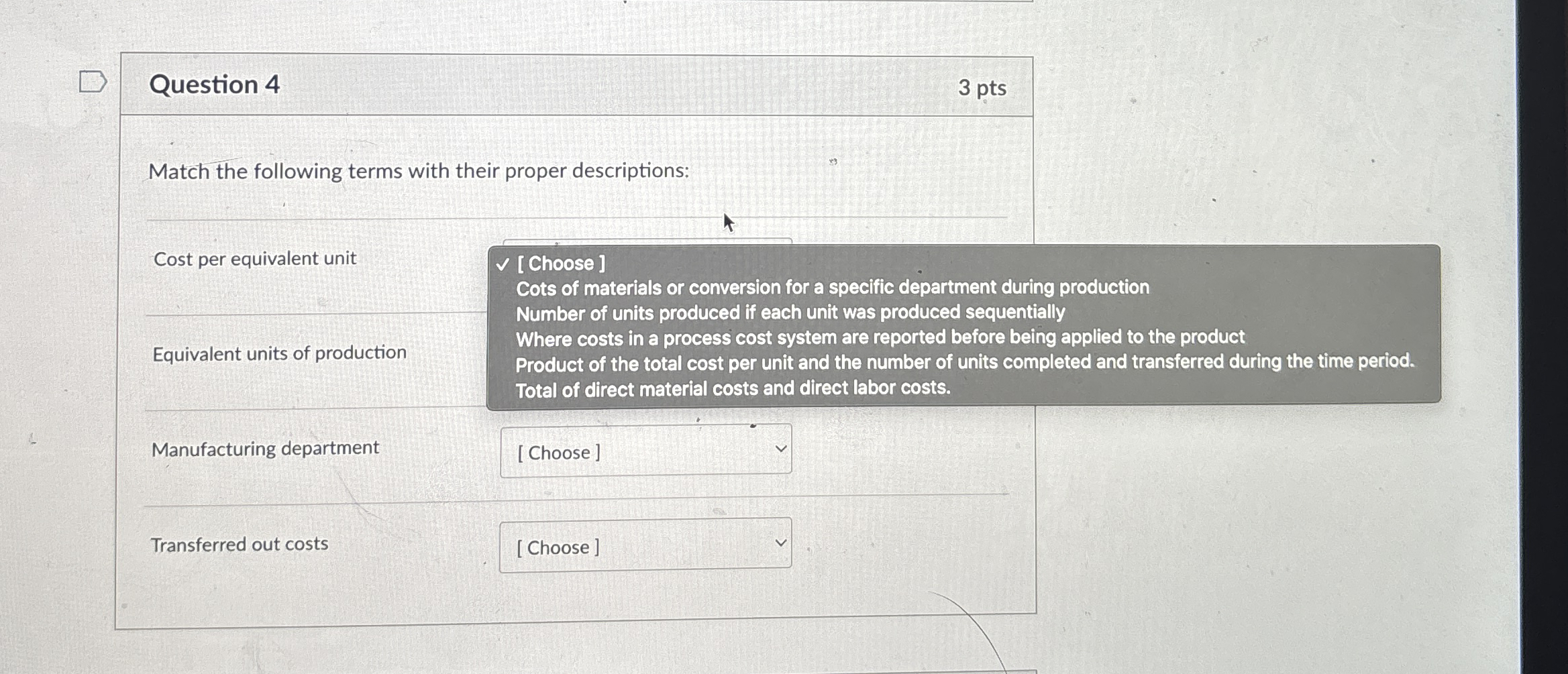 Solved Question 43 ﻿ptsMatch the following terms with their | Chegg.com