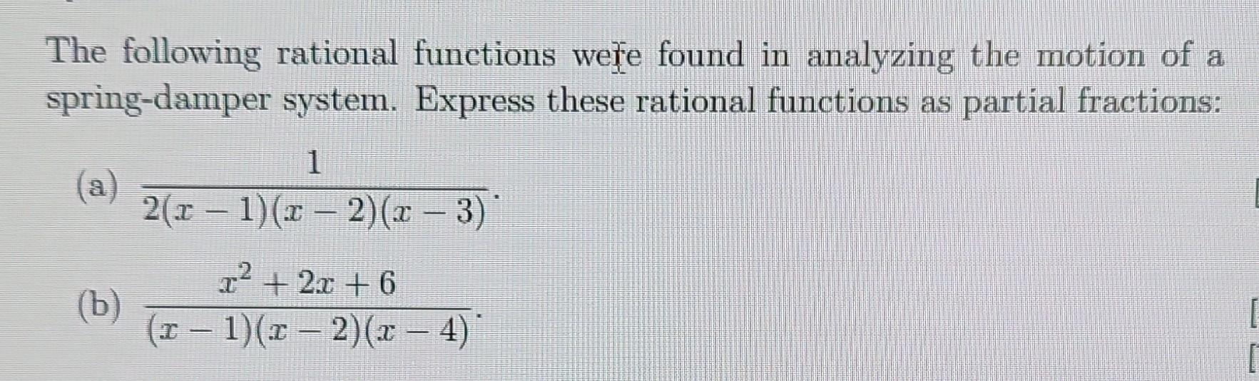 Solved The following rational functions were found in | Chegg.com