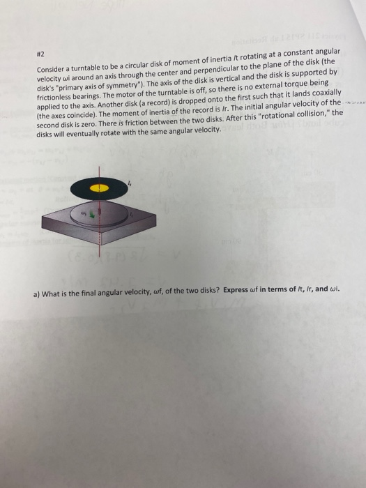 Solved Consider a turntable to be a circular disk of moment | Chegg.com