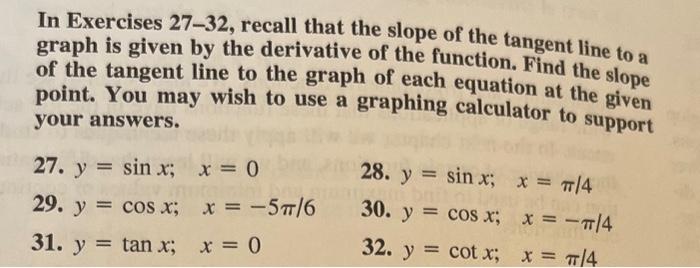 Solved In Exercises 27-32, recall that the slope of the | Chegg.com