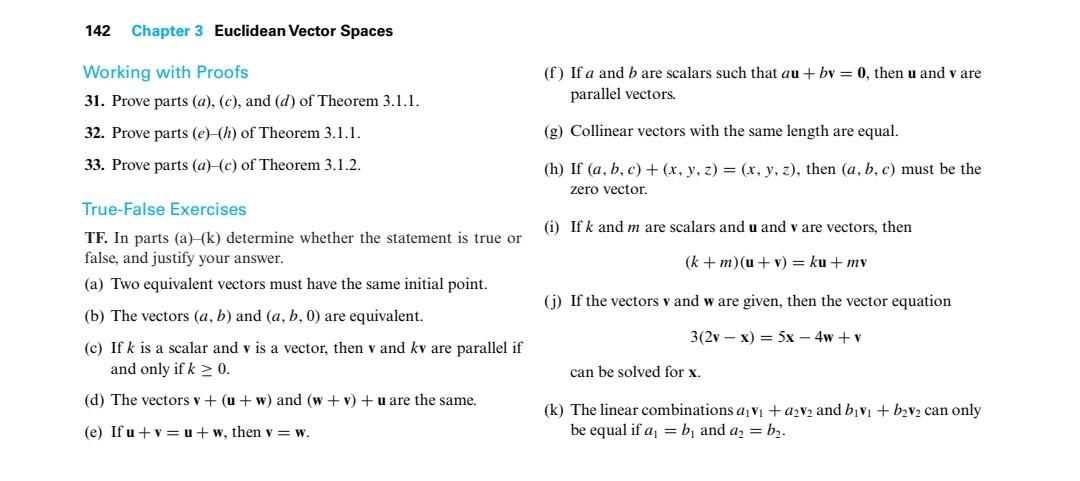 Solved 142 Chapter 3 Euclidean Vector Spaces Working with | Chegg.com