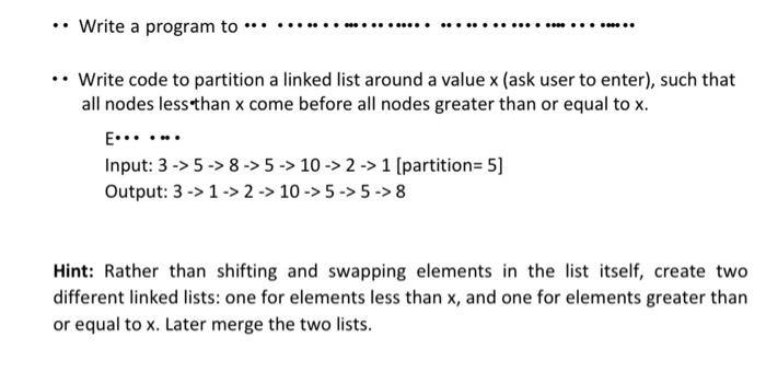 Write Code To Partition A Linked List Around A 2893