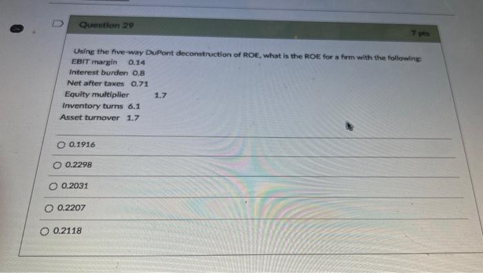 Solved Using the five-way DuPont deconstruction of ROE, what | Chegg.com