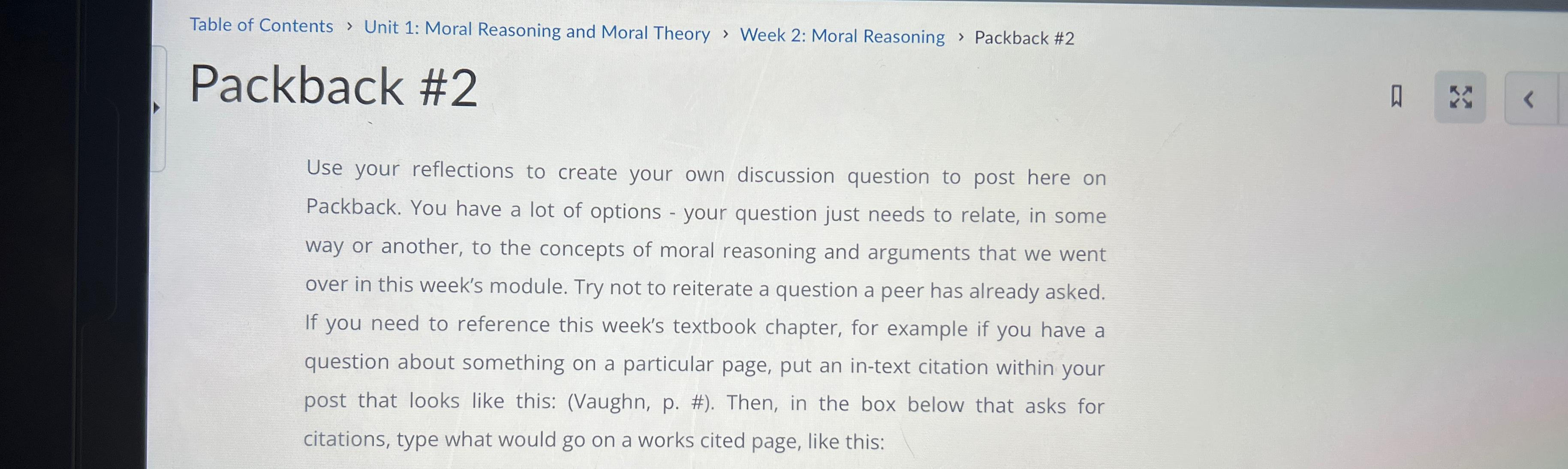 Solved Table of Contents > ﻿Unit 1: Moral Reasoning and | Chegg.com