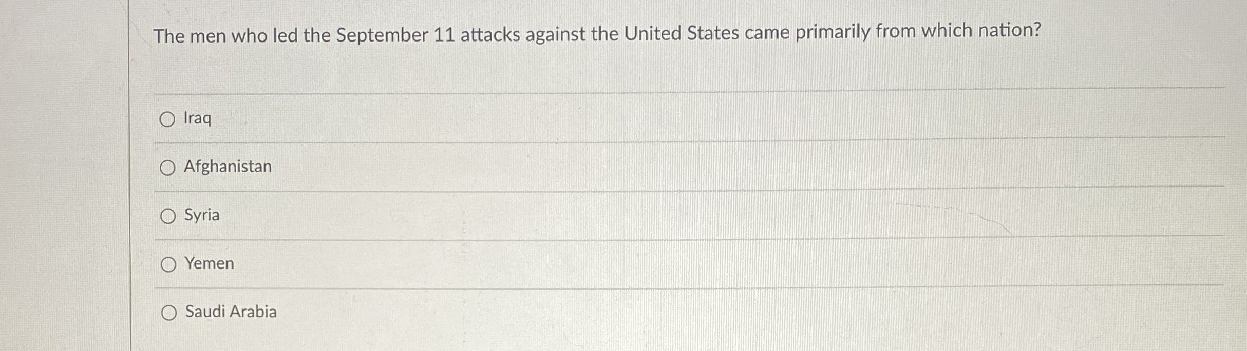 Solved The men who led the September 11 ﻿attacks against the | Chegg.com