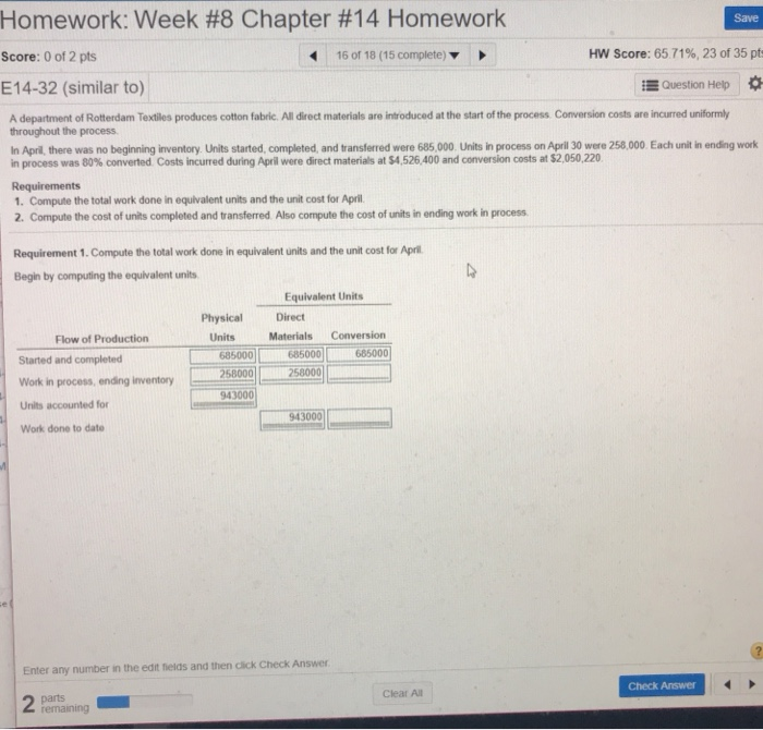 Solved Homework: Week #8 Chapter # 14 Homework Save 16 of 18 | Chegg.com