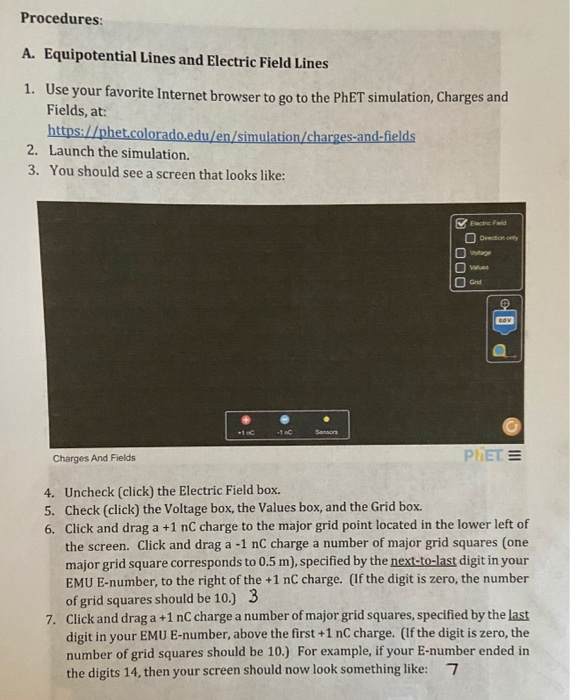 Procedures: A. Equipotential Lines and Electric Field | Chegg.com