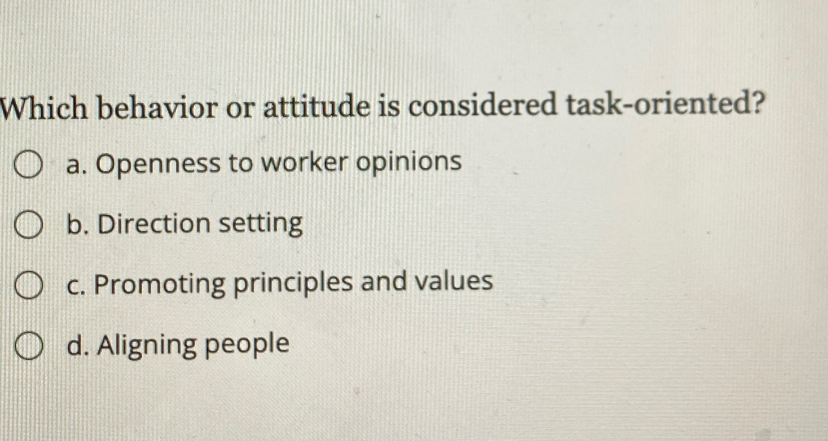 Solved Which behavior or attitude is considered | Chegg.com