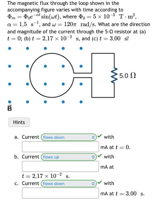 Solved The magnetic flux through the loop shown in the | Chegg.com
