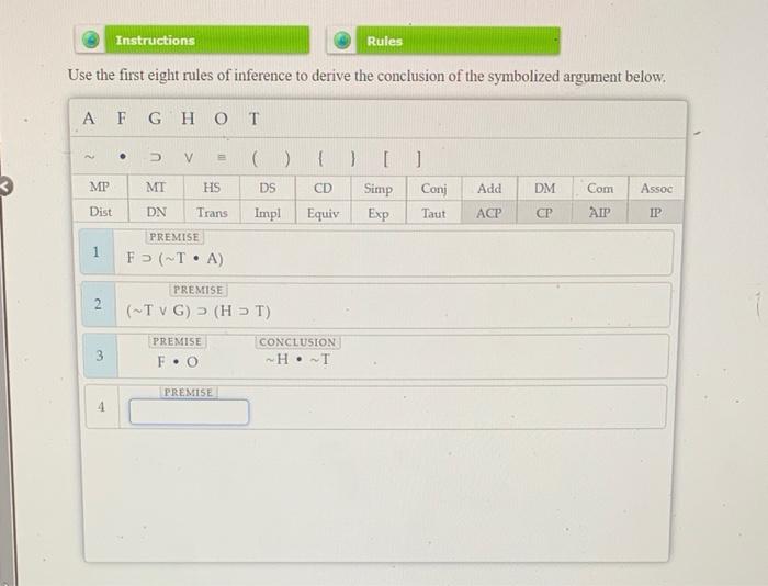 Solved Instructions Rules Use the first eight rules of | Chegg.com
