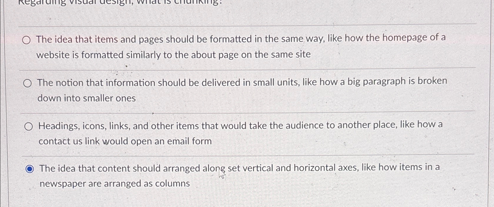 Solved The idea that items and pages should be formatted in | Chegg.com