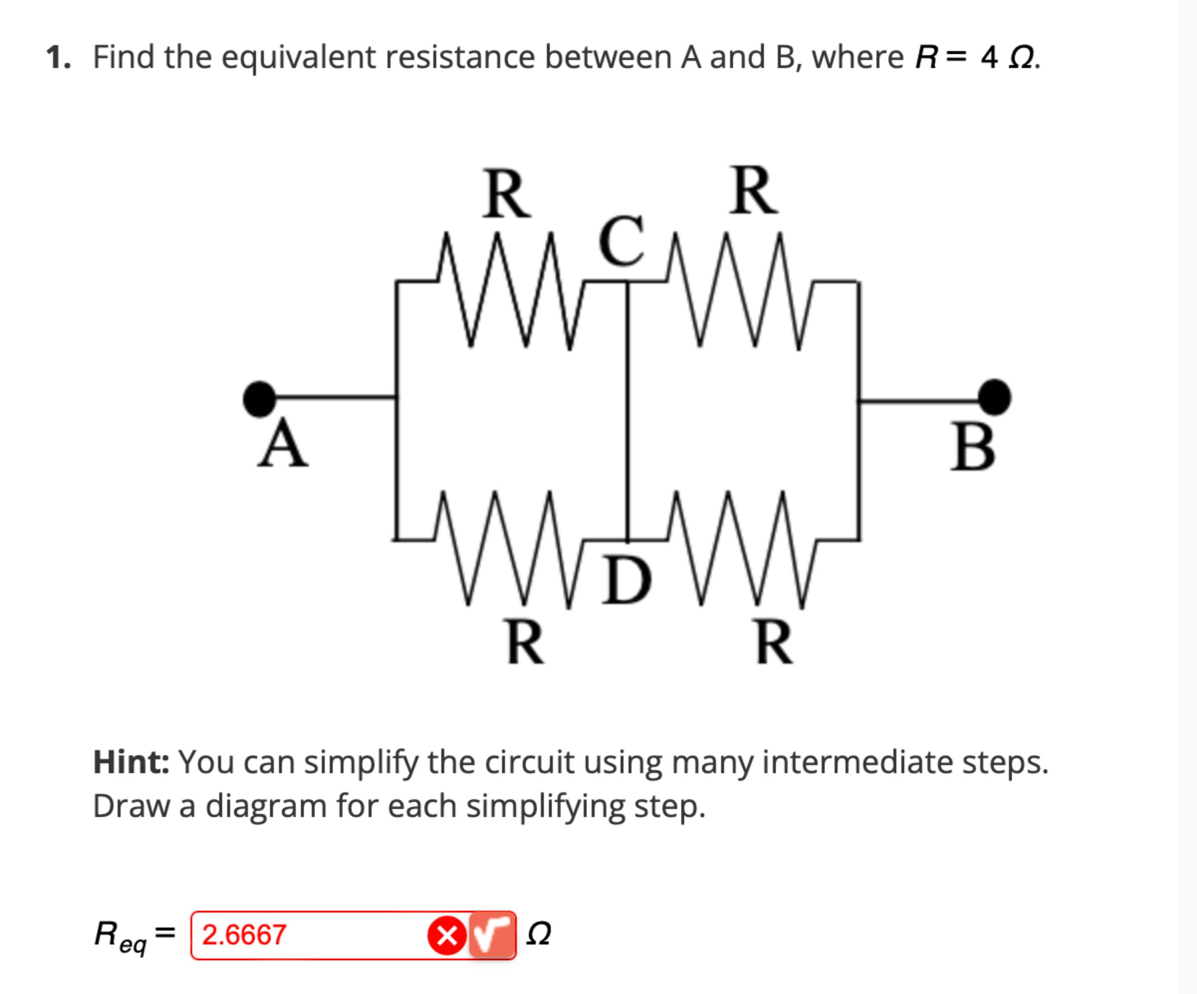 Solved Find the equivalent resistance between A and B, | Chegg.com