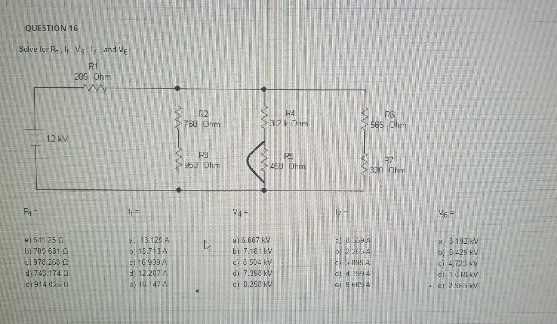 Solved Solve for Rt,It,V4,I7, and V6 | Chegg.com