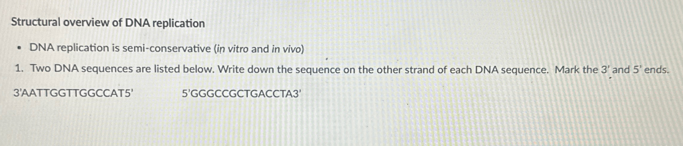 Solved Structural overview of DNA replication- ﻿DNA | Chegg.com