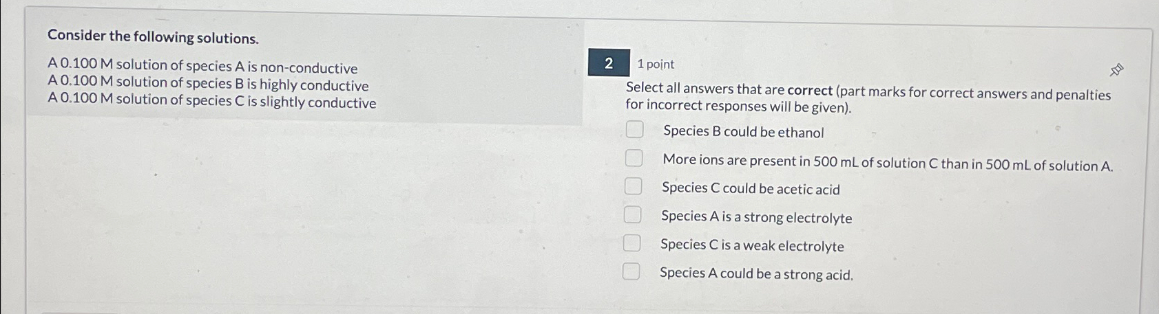 Solved Consider the following solutions.A 0.100M ﻿solution | Chegg.com