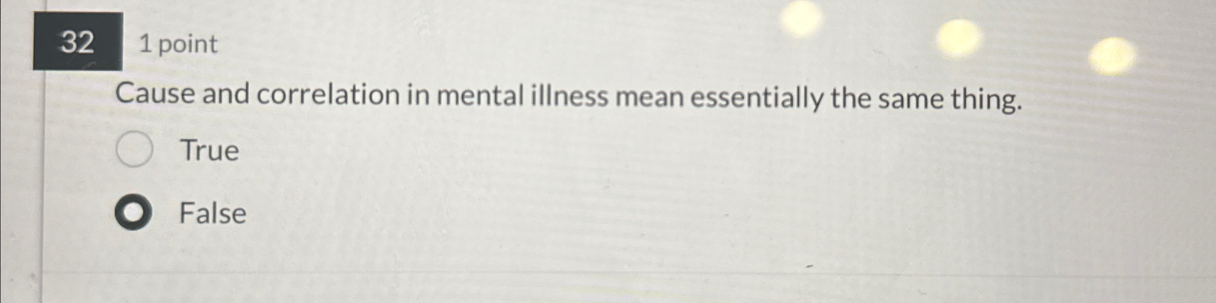 Solved 32,1 ﻿pointCause and correlation in mental illness | Chegg.com