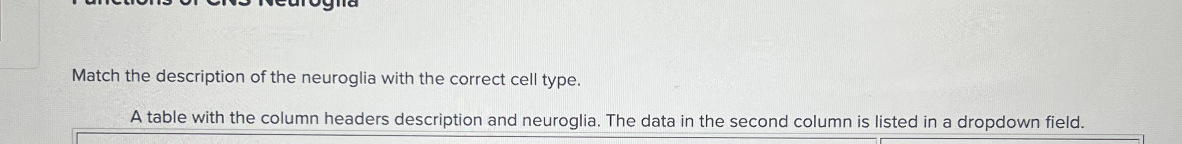 Solved Match the description of the neuroglia with the | Chegg.com