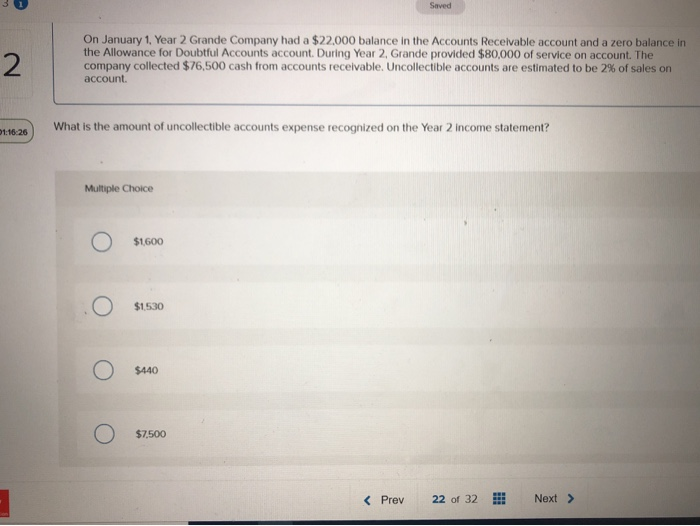 Solved Saved On January 1 Year 2 Grande Company Had A Chegg
