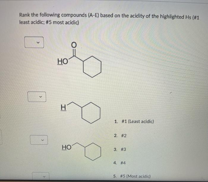 Solved Rank the following compounds (A-E) based on the | Chegg.com