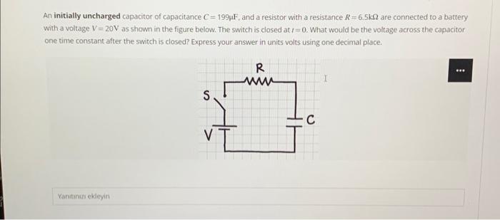 Solved An initially uncharged capacitor of capacitance | Chegg.com