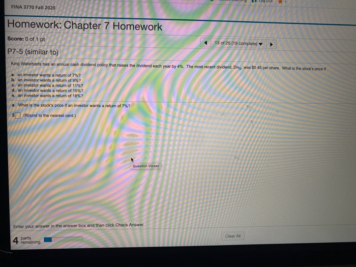 Solved FINA 3770 Fall 2020 Homework: Chapter 7 Homework | Chegg.com Solved FINA 3770 Fall 2020 Homework: Chapter 7 Homework | Chegg.com