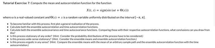 Solved Tutorial Exercise 7: Compute the mean and | Chegg.com
