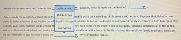 Solved The decision to open your own business is a decision, | Chegg.com