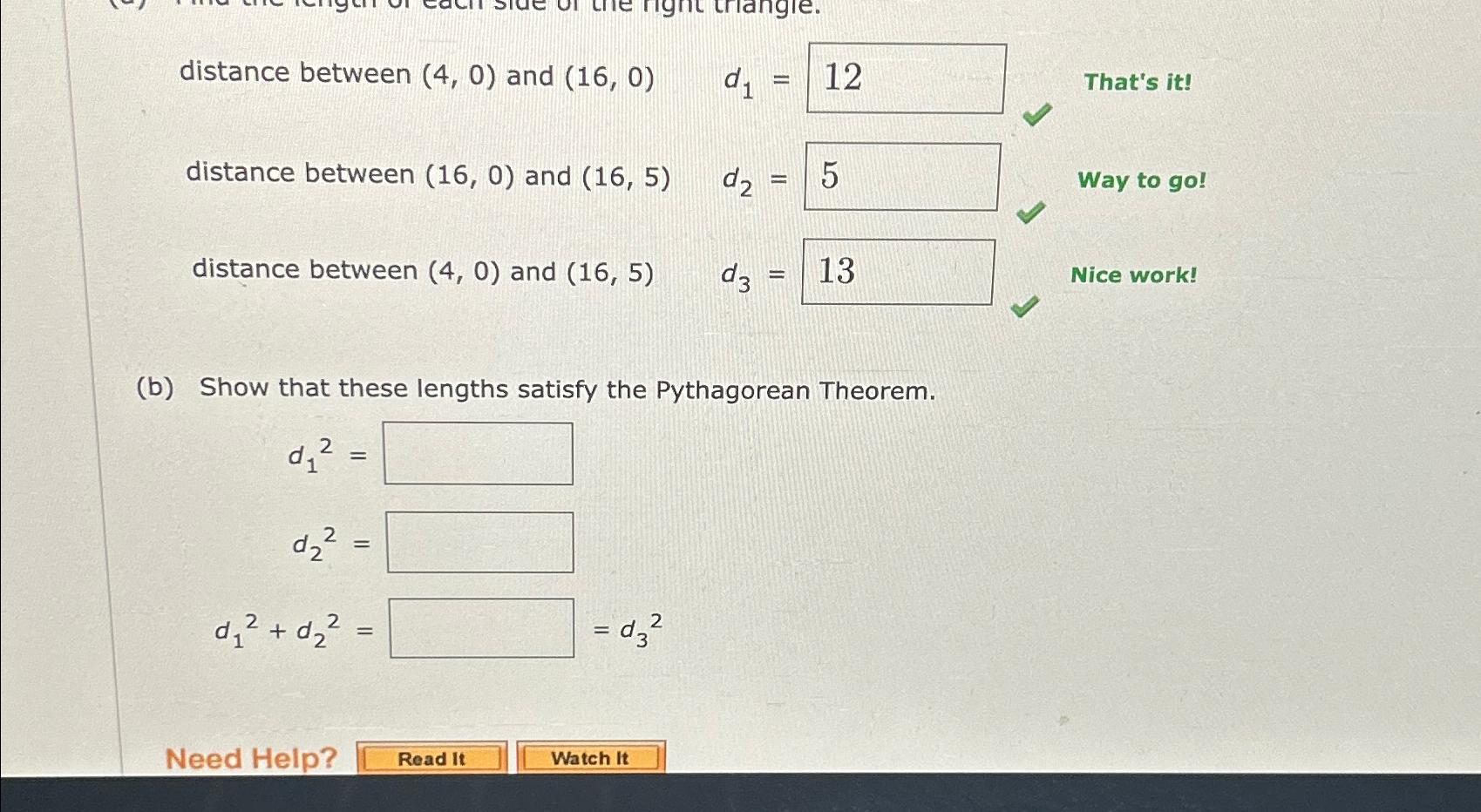 Solved distance between (4,0) ﻿and (16,0),d1=That's | Chegg.com