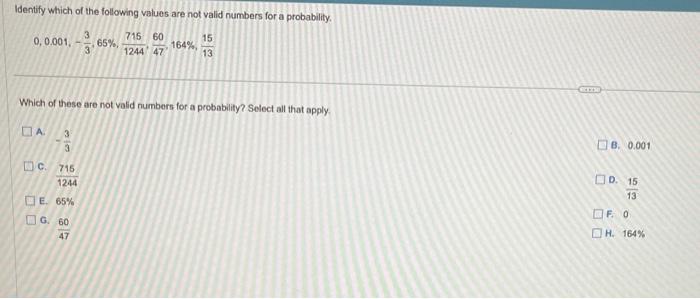 Solved Identify which of the following values are not valid | Chegg.com