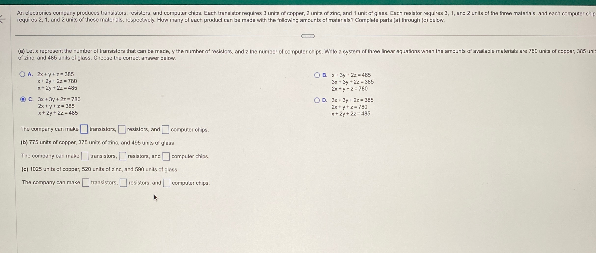 Solved requires 2, 1, ﻿and 2 ﻿units of these materials, | Chegg.com