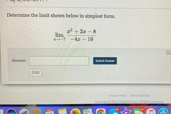 Solved Determine the limit shown below in simplest form. 22 | Chegg.com