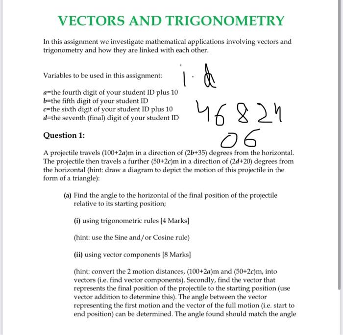 Solved VECTORS AND TRIGONOMETRY In this assignment we | Chegg.com