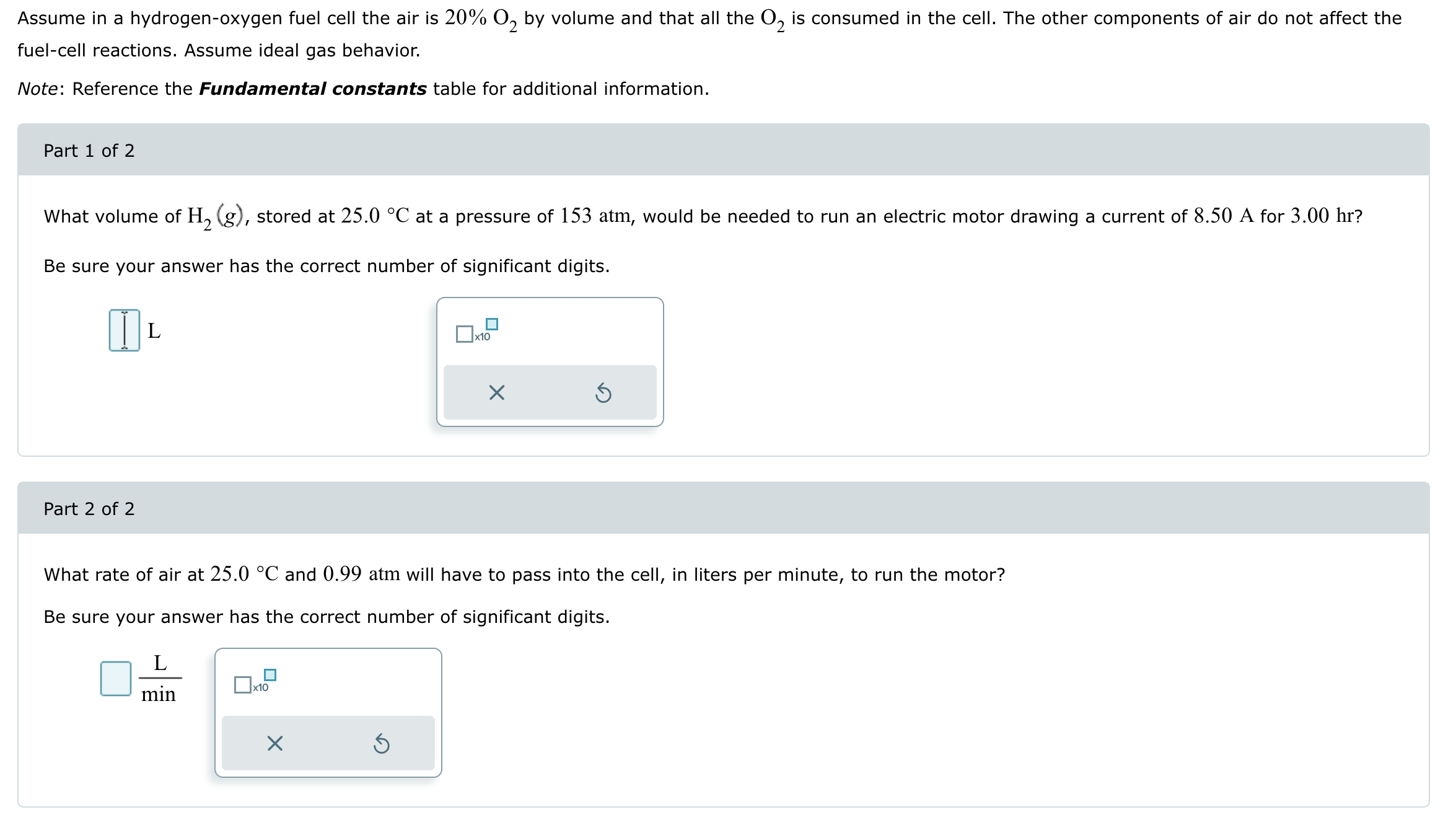 Solved Assume in a hydrogen-oxygen fuel cell the air is | Chegg.com