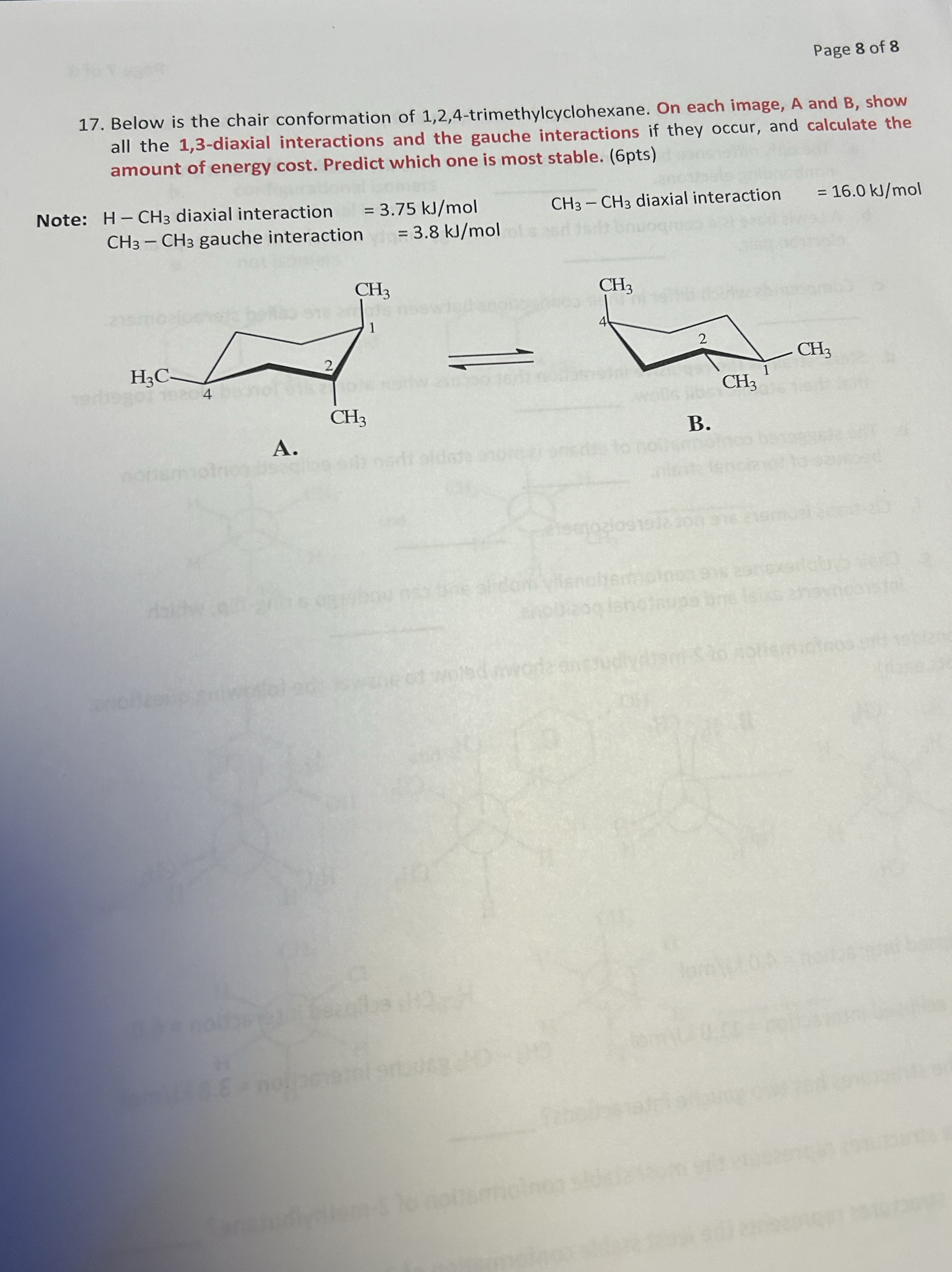 Solved Below is the chair conformation of | Chegg.com