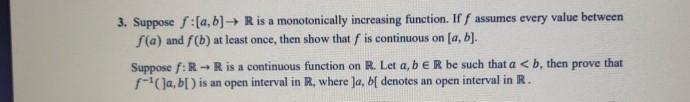 Solved 3. Suppose f[a,b] → Ris a monotonically increasing | Chegg.com