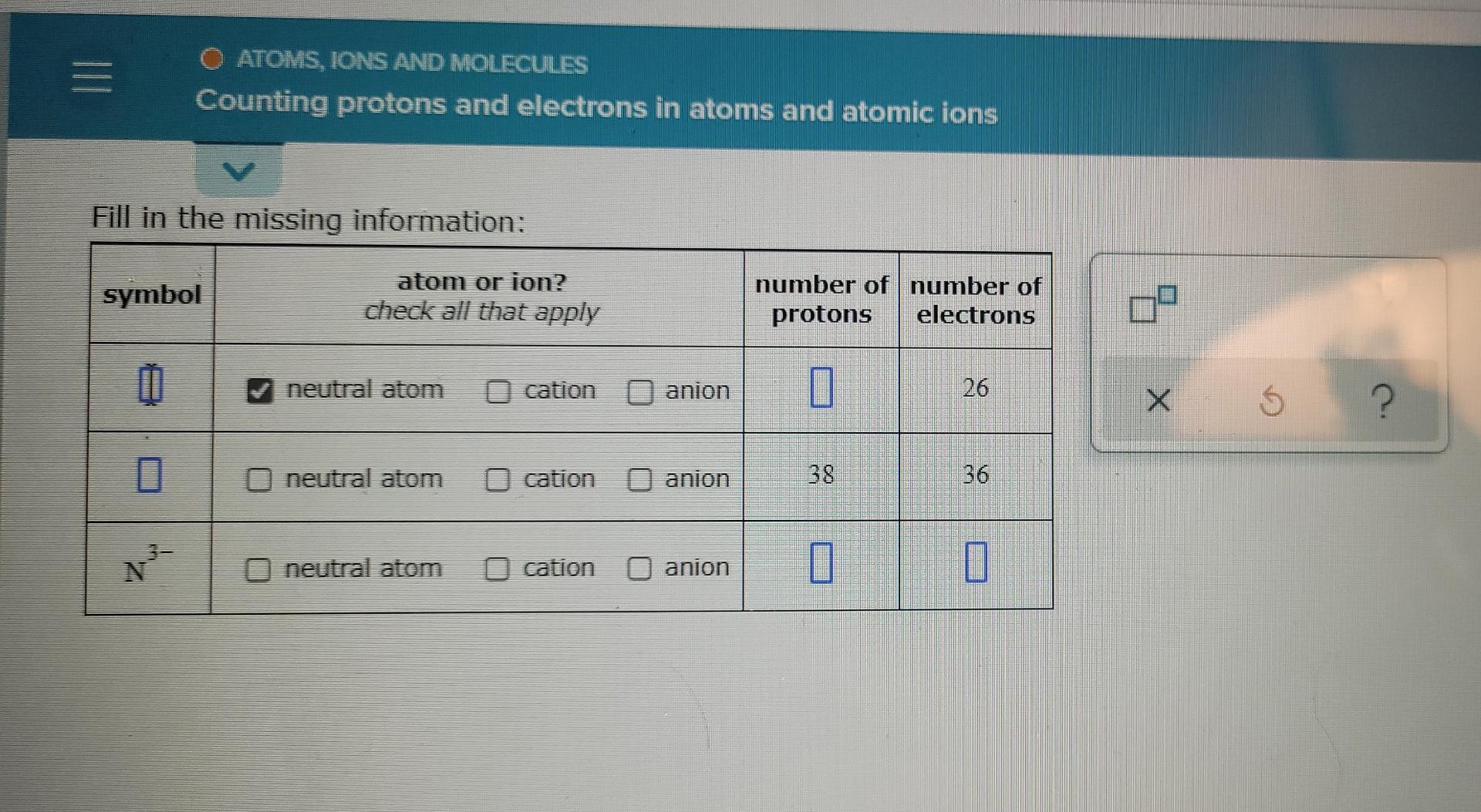 Solved O ATOMS, IONS AND MOLECULES Counting protons and | Chegg.com